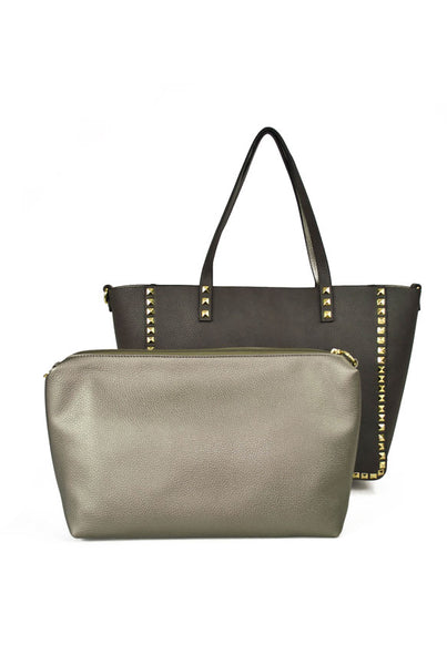 INZI | Reversible Studded Charcoal Metallic – Classy Bag Lady